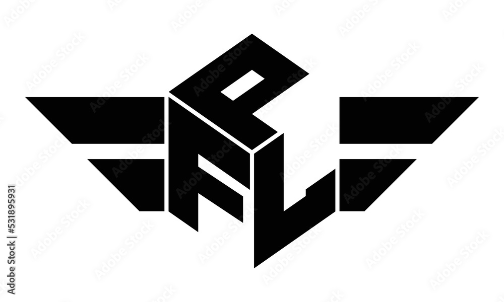 PFL three letter gaming logo in polygon cube shape logo design vector ...