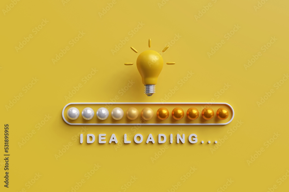 Loading ideas. Processing load bar and lamp. concept of skills and ...