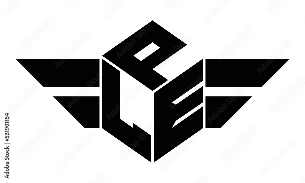 Vetor do Stock: PLE three letter gaming logo in polygon cube shape logo ...