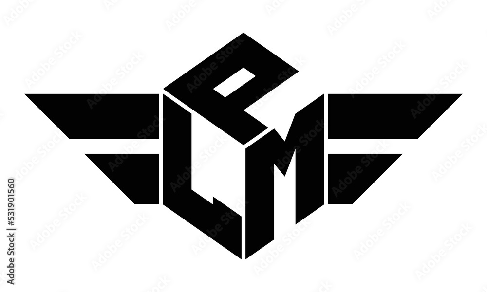 PLM three letter gaming logo in polygon cube shape logo design vector ...
