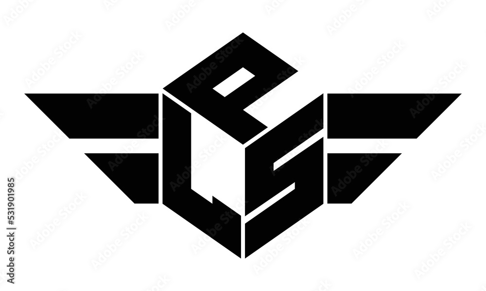 PLS three letter gaming logo in polygon cube shape logo design vector ...
