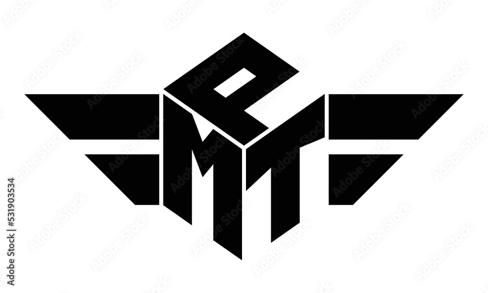 PMT three letter gaming logo in polygon cube shape logo design vector ...