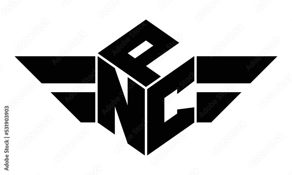 PNC three letter gaming logo in polygon cube shape logo design vector ...