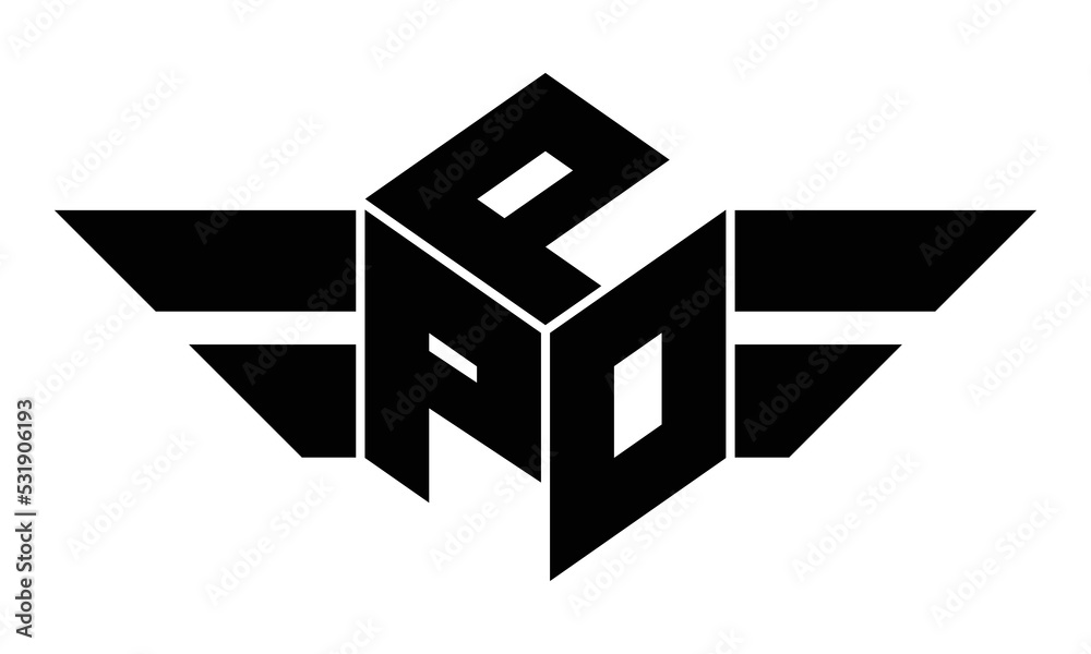 PPO three letter gaming logo in polygon cube shape logo design vector ...