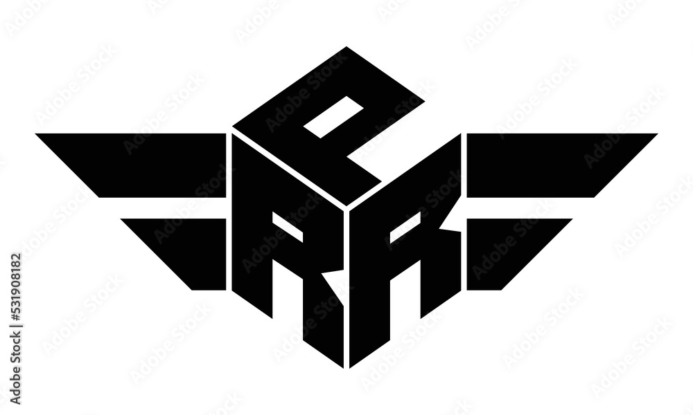 PRR three letter gaming logo in polygon cube shape logo design vector ...