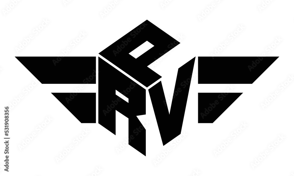 PRV three letter gaming logo in polygon cube shape logo design vector ...