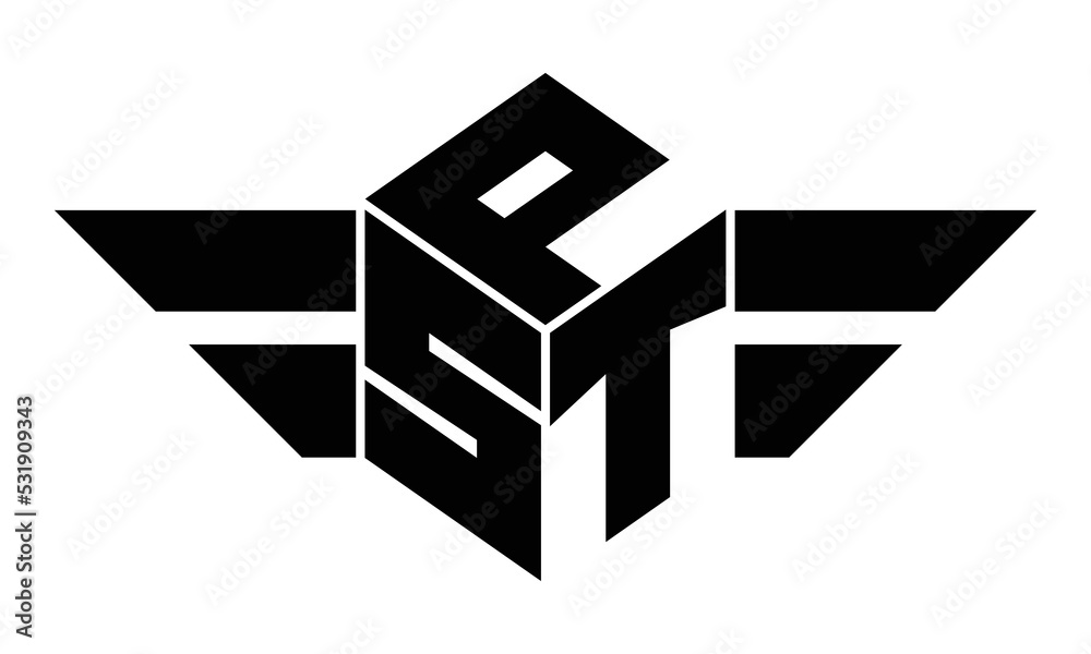 Vecteur Stock PST three letter gaming logo in polygon cube shape logo ...