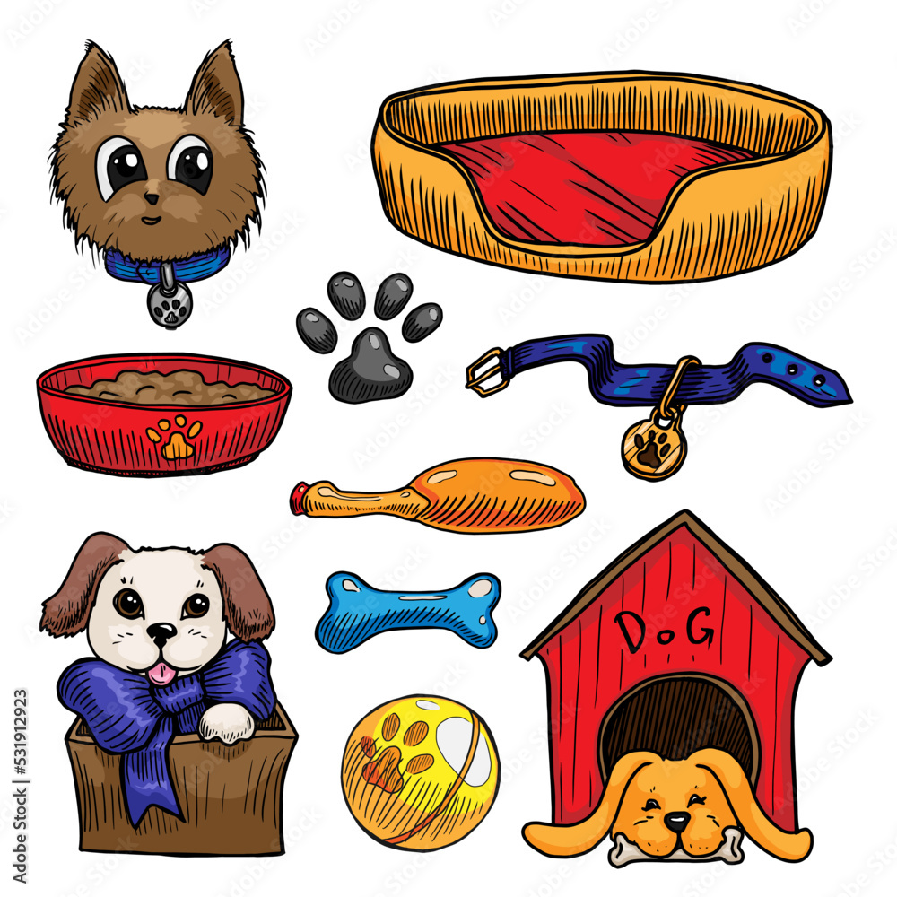 Dog pet vector illustration set isolated on white background Stock ...