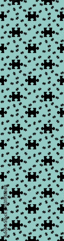pattern. image of black puzzle elements on pastel green backgrounds ...