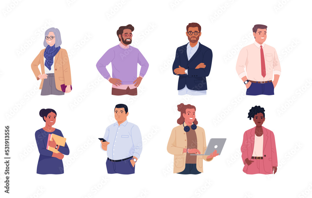 Business people avatars collection. Close-up vector cartoon ...