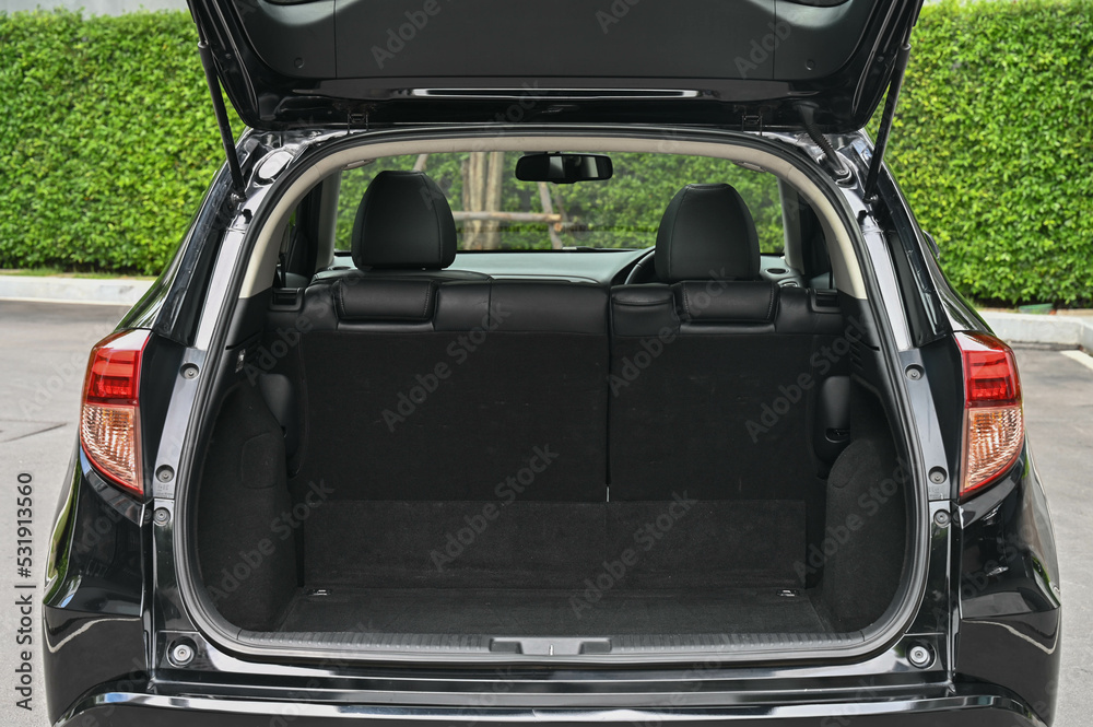 rear view of the car open trunk The exterior of a modern, modern car ...