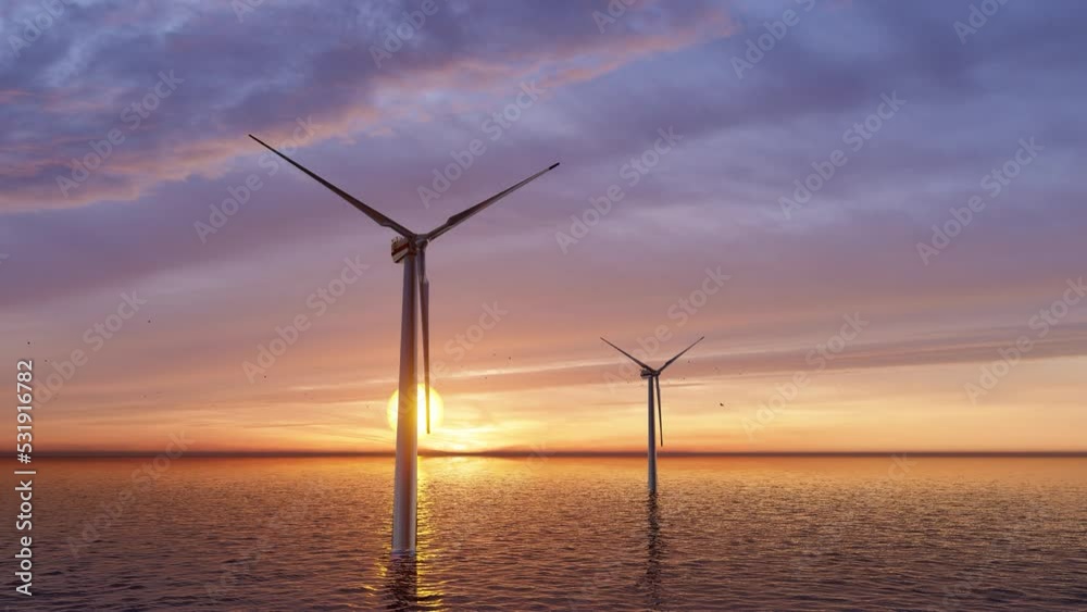 Stockvideo 4K ULTRA HD. Offshore wind energy. Offshore wind turbines ...
