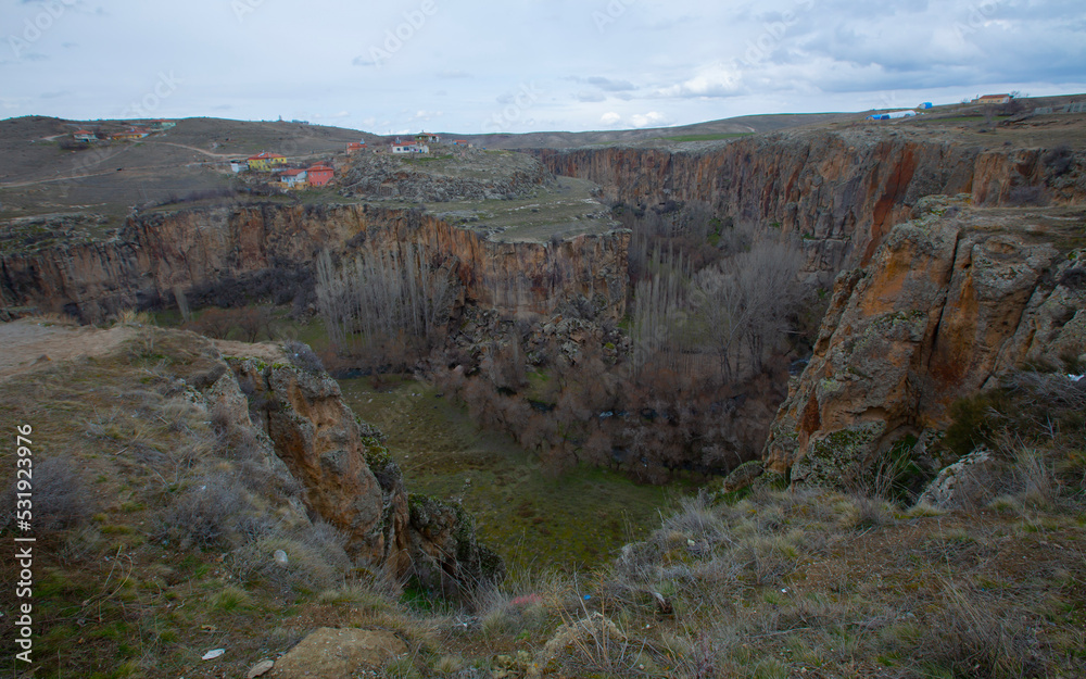 Ihlara Valley in Cappadocia. Ihlara Valley (Peristrema Monastery) or ...