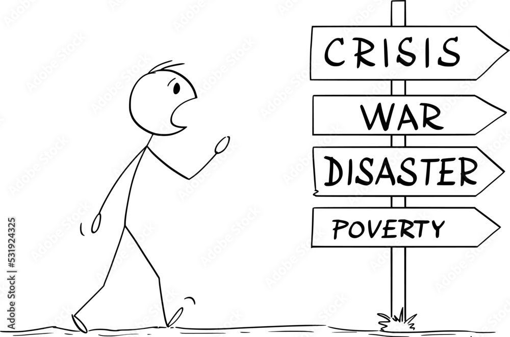 Person Walking on Road to Future of Crisis, War, Disaster or Poverty ...