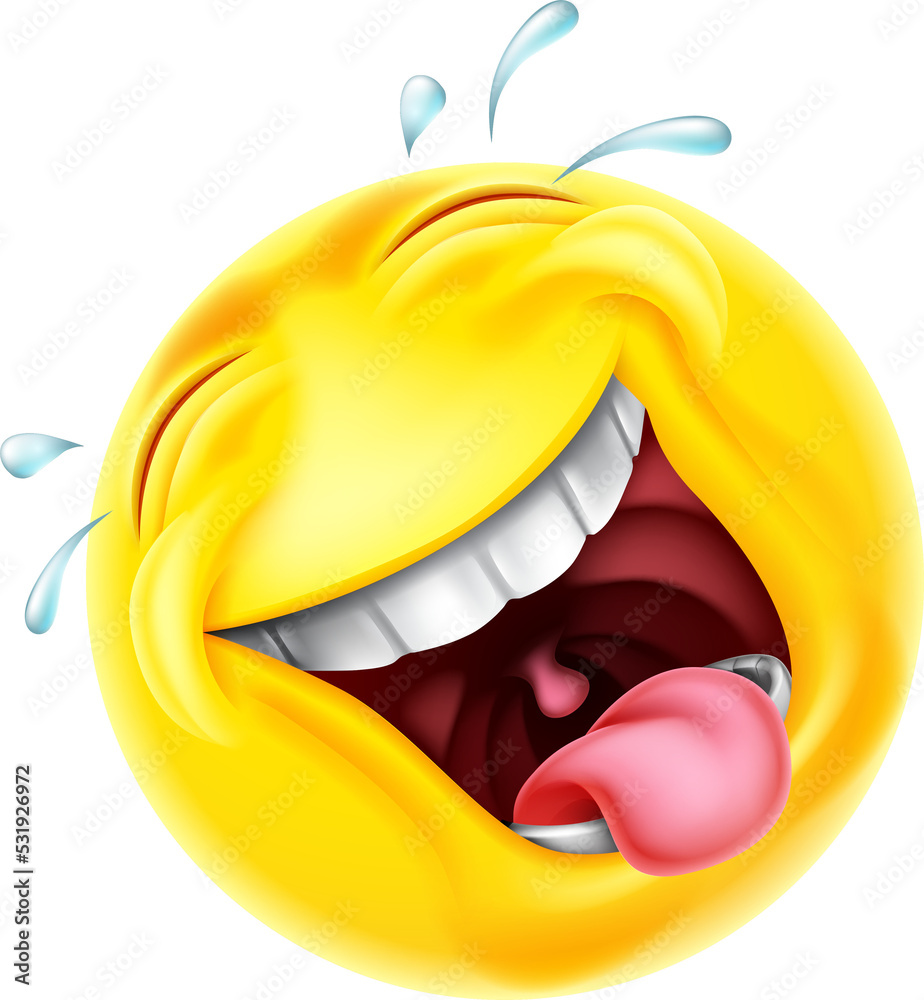 Laughing Emoticon Cartoon Face Icon Stock Illustration | Adobe Stock
