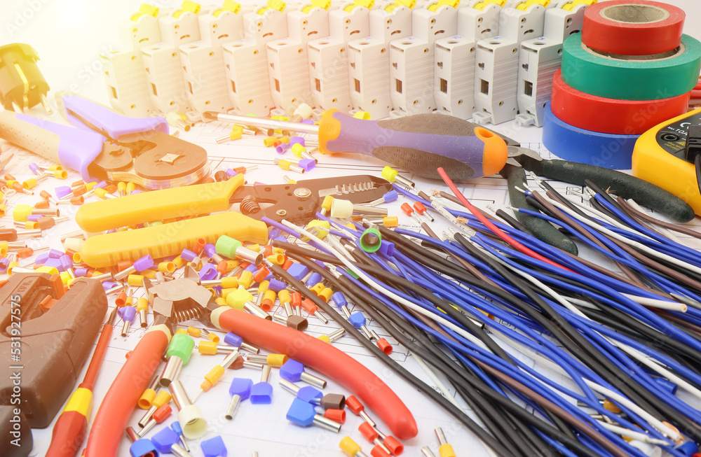 Electrical tools and materials for the installation of an electrical ...