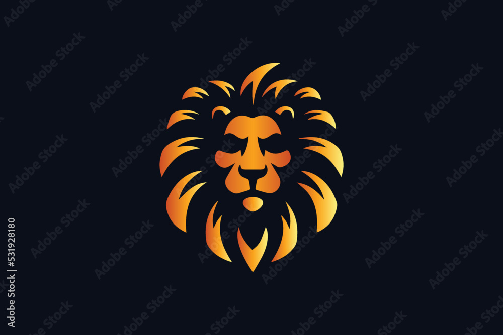 Lion face logo . Simple and creative design, modern unique typography ...