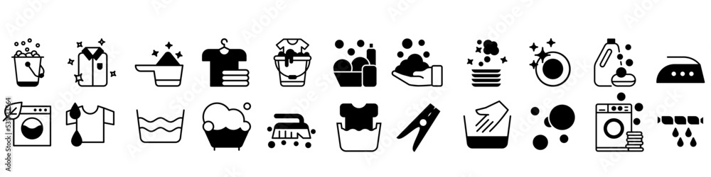 Washing icon vector set. laundry illustration sign collection. Wash ...