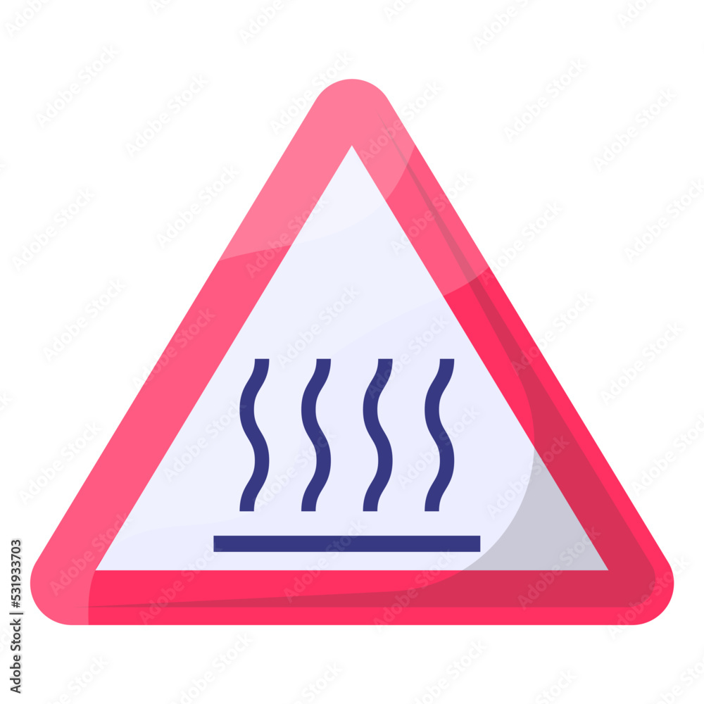 Hot Surface Red Triangle Concept, Heat Emission Zone Vector Color Icon ...