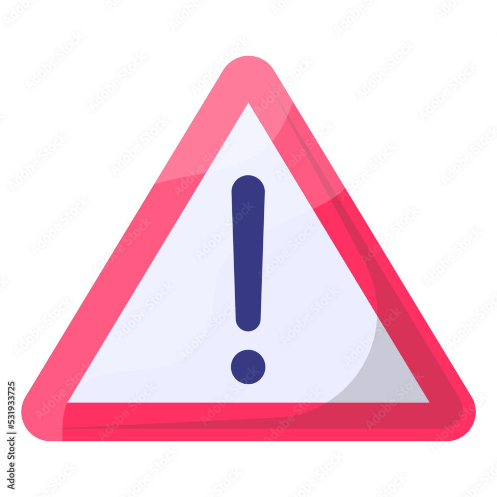 Bare exclamation mark red triangle concept, factorial operation and ...