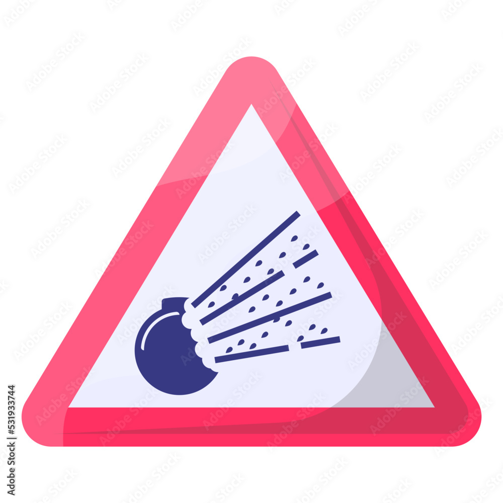 Sparks disperse red triangle Vector Icon Design, Modern traffic guide ...