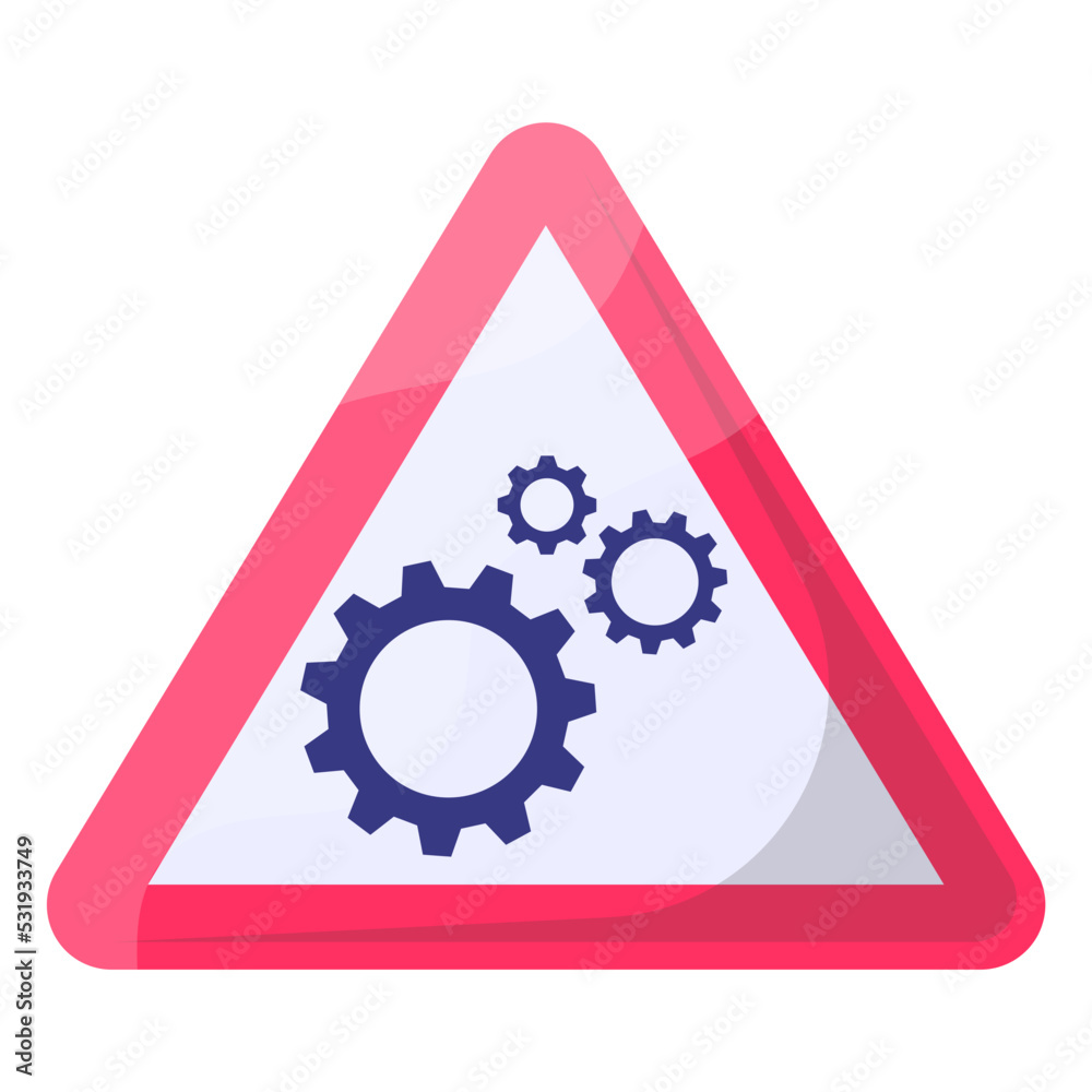 Cog Wheel and Gear in Motion Red Triangle concept Vector Icon Design ...