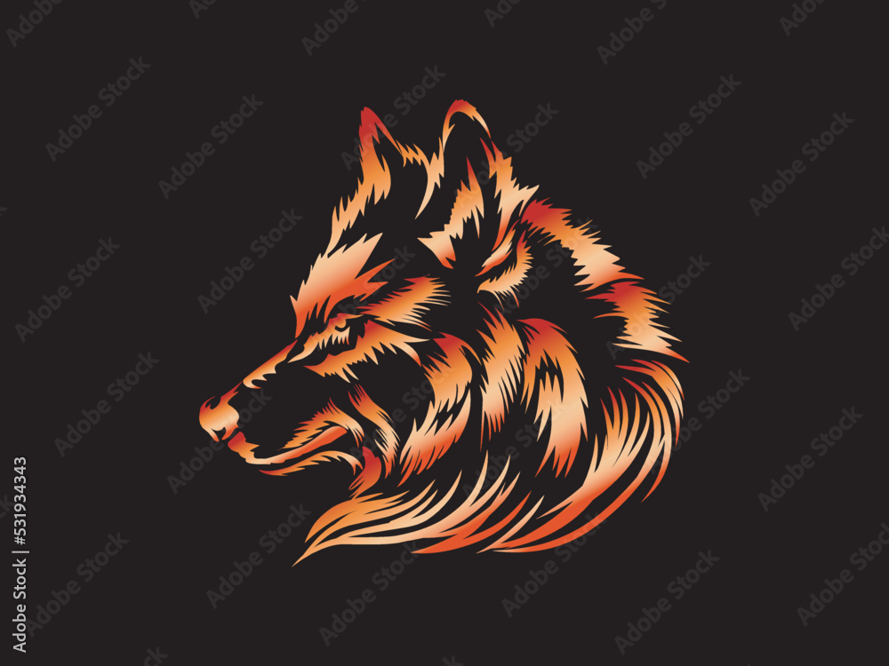 Red wolf head. perfect for printing onto t-shirts, and also perfect for ...