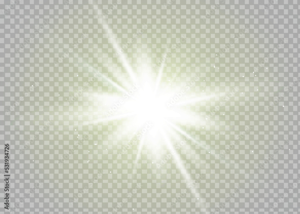 Solar glare.Glow isolated white transparent light effect set, lens ...
