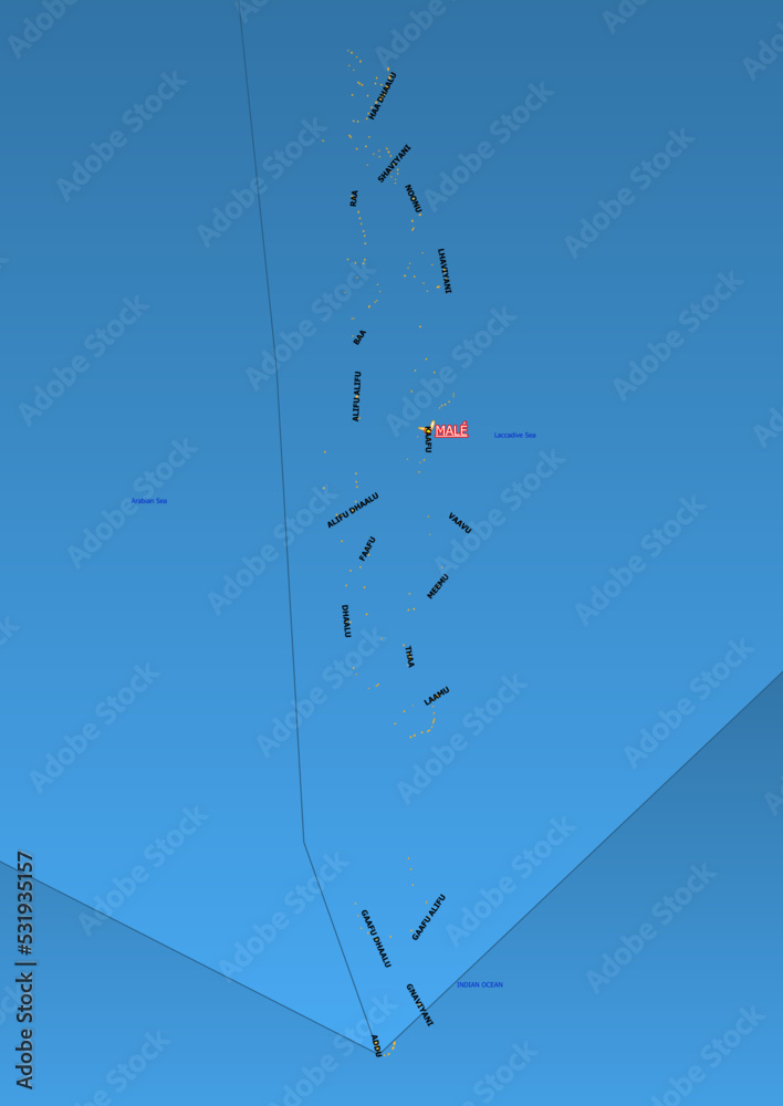 Administrative and political colored vector Map of Maldives with ...