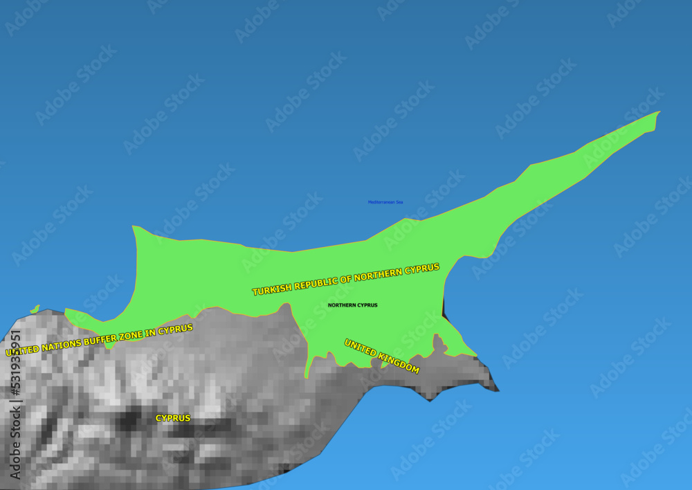 Administrative and political colored vector Map of Northern Cyprus with ...
