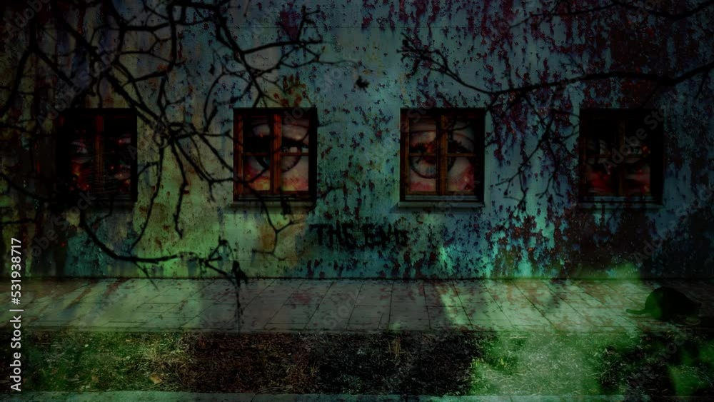 Vidéo Stock Haunted House Creature Lurking Creepy Dark Scene. Scary ...