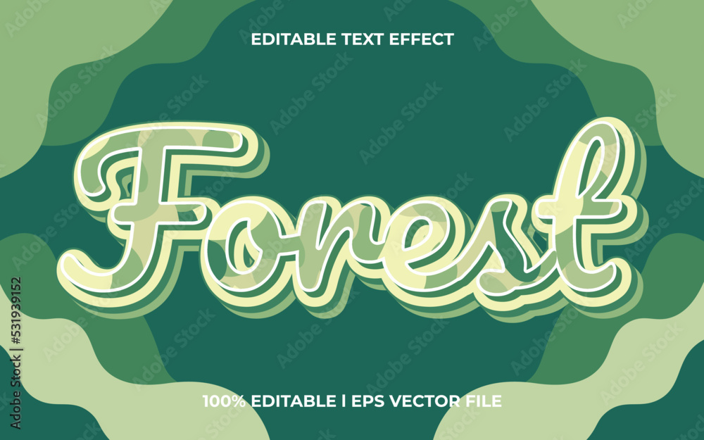 forest 3d text effect with nature theme. green text lettering ...