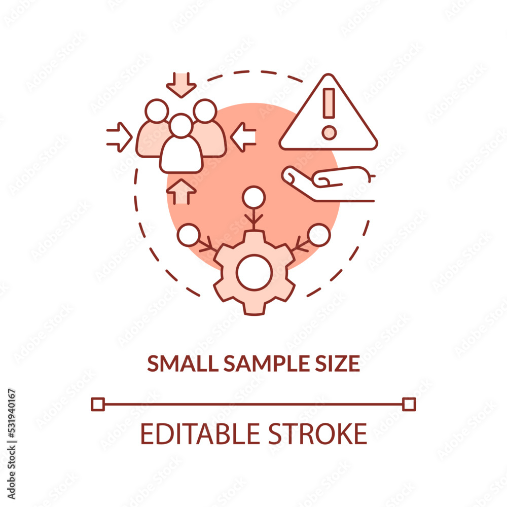 Small sample size red concept icon. Lack of info. Disadvantage of case ...