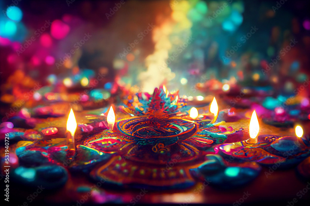 Digital 3d illustration of Diwali, the festival of lights. Stock ...