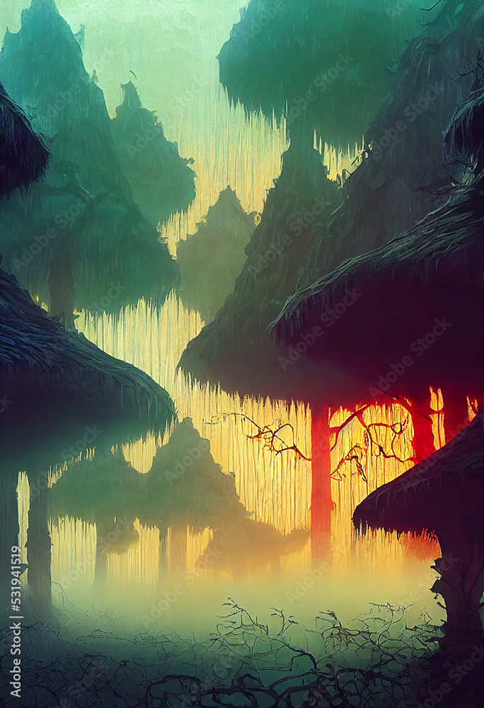 Fantasy Mangrove treehouse coastal wetlands beautiful Digital Art ...