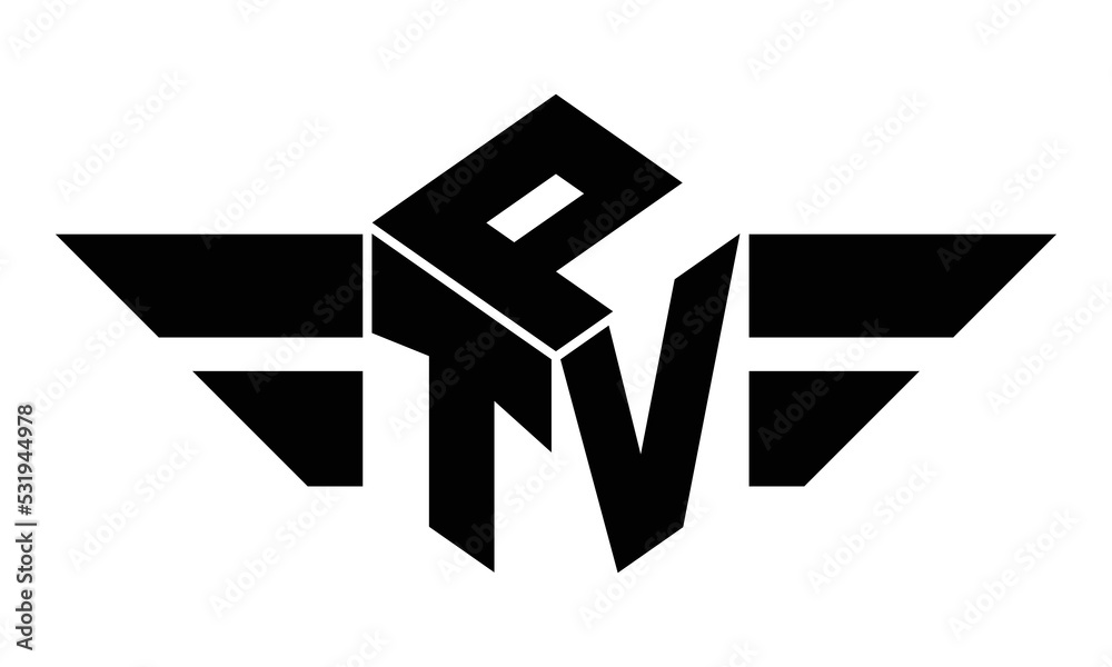 PTV three letter gaming logo in polygon cube shape logo design vector ...