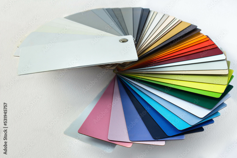 Color guide displaying a range of hues for use in interior design and ...