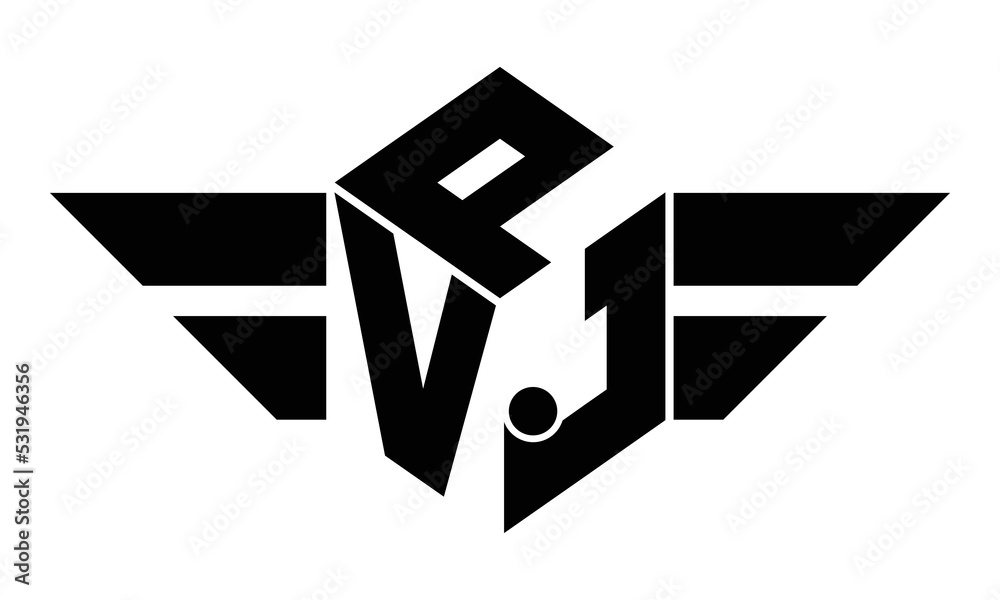 PVJ three letter gaming logo in polygon cube shape logo design vector ...