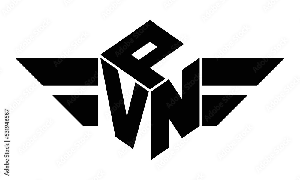 PVN three letter gaming logo in polygon cube shape logo design vector ...