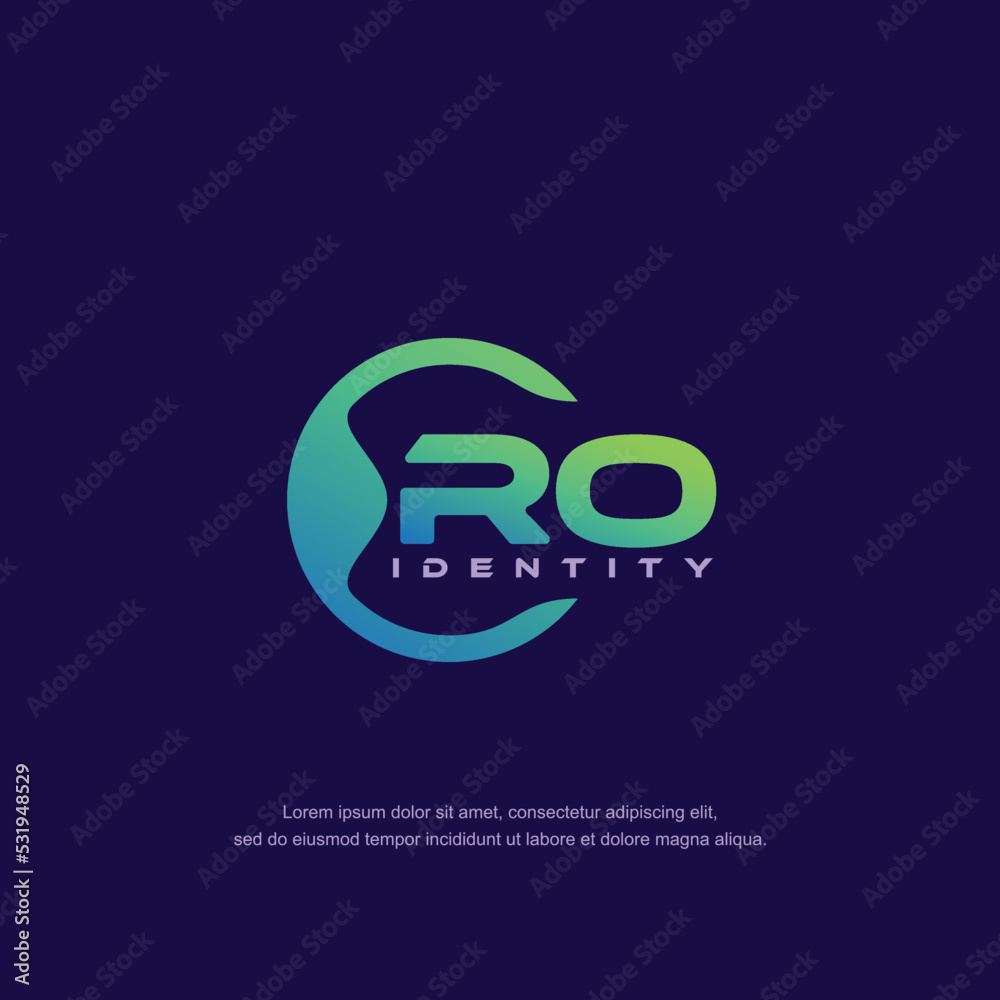 Vetor de RO Initial letter circular line logo template vector with ...