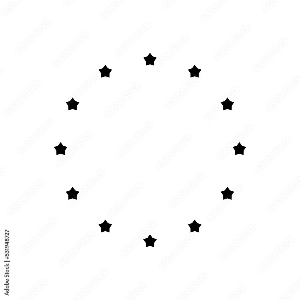 Star in circle icon. Frame from stars isolated on white background ...