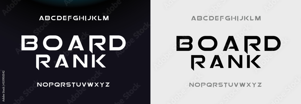 BOARD RANK Sports minimal tech font letter set. Luxury vector typeface ...