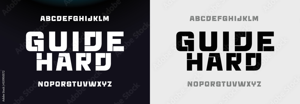 GUIDE HARD Sports minimal tech font letter set. Luxury vector typeface ...