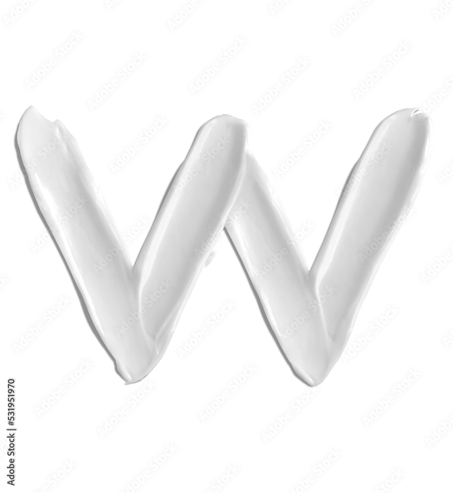 Alphabet Letter w, Cream moisturiser smudge texture smear letter ...