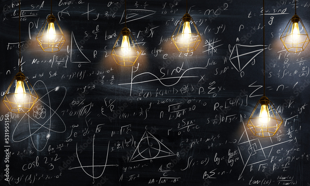 lightbulb brainstorming creative idea with math formula Stock Photo ...