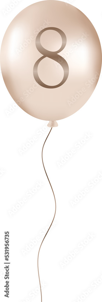 Gold satin Balloon with number 8 for Celebration Stock Illustration ...