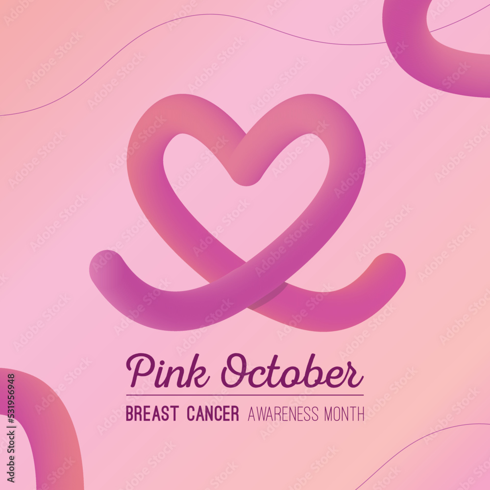 pink october ribbon grainy breast cancer awareness month template 3d ...