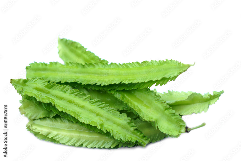 Betel bean fruits on white background. Thai villagers grow betel beans ...