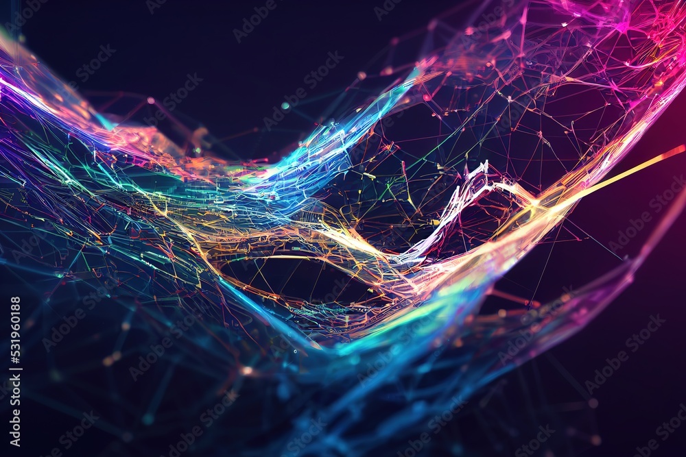 Futuristic data flow, data transfer technology. Cyberpunk, big data and ...