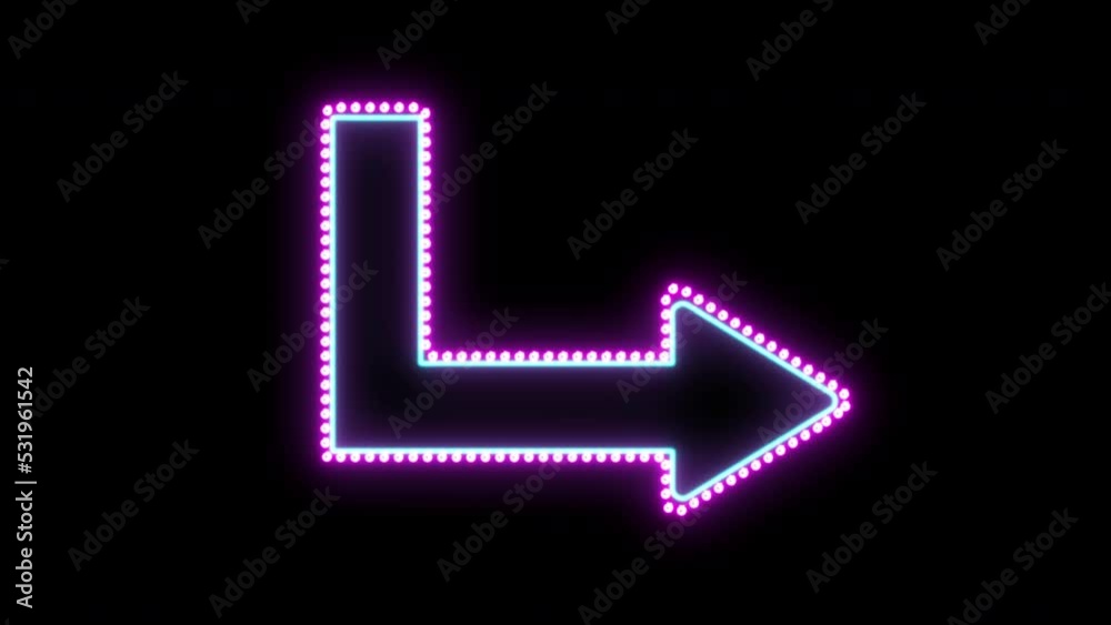 Glowing Neon Arrow with Led Light Lamps Colorful Neon Lights Pointing ...